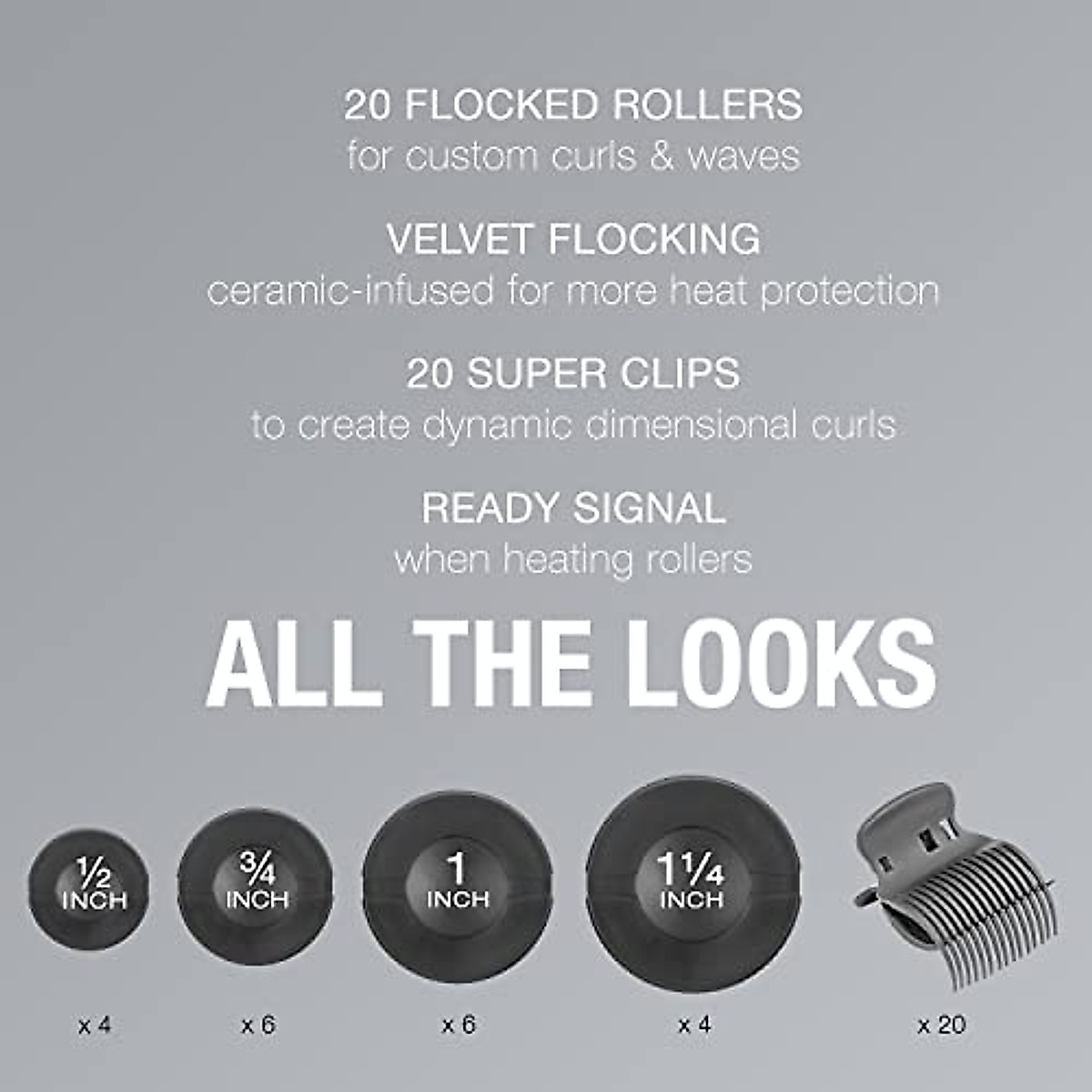 INFINITIPRO By Conair Instant Heat Ceramic Flocked Rollers, Multi-Size, 20 Count