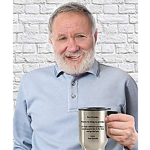 Dear Grandpa Travel Mug, Grandpa Coffee Travel Mug, Grandpa Tumbler, Grandpa Gift, Gift for grandpa from Grandkids, Grandpa Birthday Gift Idea, Punch grandpa Mug, Grandpa father's day Gifts