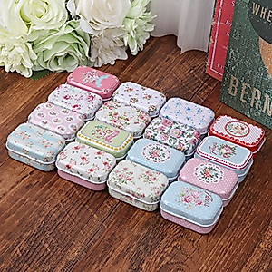 HELYZQ Flower Tin Trinket Jewelry Coin Box Tinplate Storage Case Small Rectangular