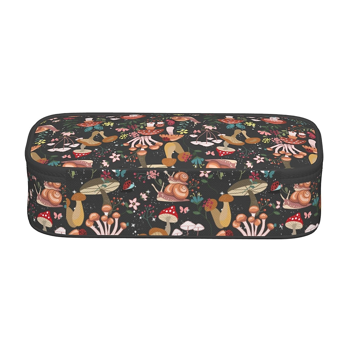 Aoojanu Mushrooms Snails Butterflies Large Pencil Case With Zipper Compartments Stationery Pencil Bag For Kids Teens Students School Supplies