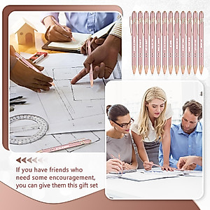 Yeaqee 24 Pcs Inspirational Ballpoint Pens Motivational Black Ink Retractable Quotes Pen with Stylus Tip Encouraging Message for Women Men Writing Office School Christmas Gift(Rose Gold)