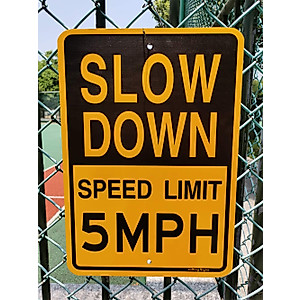 Joffreg Slow Down Speed Limit 5 MPH Sign,17 x12 Inches,Reflective Aluminum (2 Pack)