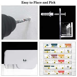 TURSTIN Business Card Holder Wall Mount Clear Sticker Display Marketing Holder Acrylic Business Card Stand Multi Pocket Rack Organizer Space Saver for Home Office (24 Pockets)