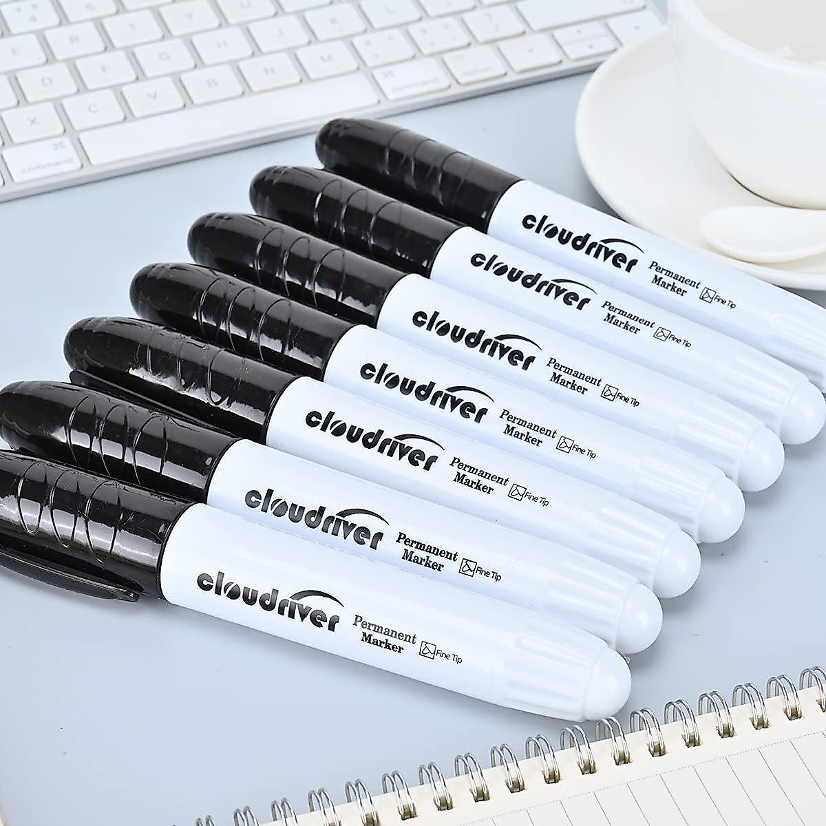 cloudriver Jumbo Size Permanent Markers, Black, 20 Pack, Large Permanent Markers, King Permanent Marker, 0.078" Bullet Tip, 3 times larger capacity, Works on Plastic,Wood,Stone,Metal and Glass