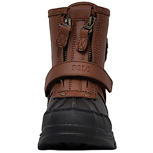 POLO RALPH LAUREN Boys Conquered Hi Boot, Chocolate/Tan Leather, 9 Toddler