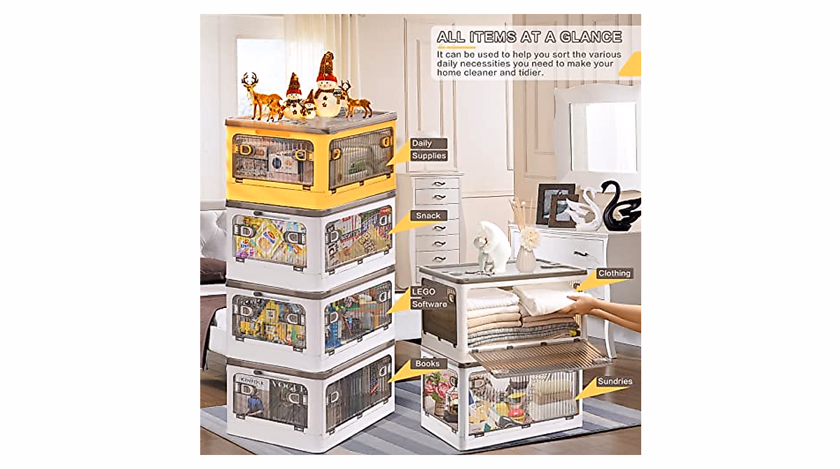 2 Pack Stackable Rolling Storage Bins with Lids - DILIBRA