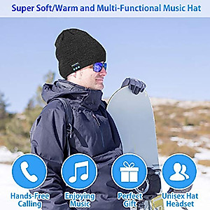 MISERWE Wireless Beanie Hat V5.0 Unisex Men's Sports Hats & Cap Winter Outdoor Sports Knit Cap with Wireless Stereo Headphone Headset Compatible with iPhone Android (Black)