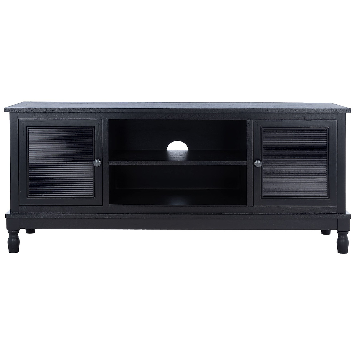 SAFAVIEH Home Collection Ryder Black 2-Door 1-Shelf Entertainment Stand up to 55" Flatscreen TV Media Unit