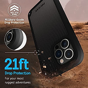 Pelican Shield Kevlar - iPhone 13 Pro Max Case/iPhone 12 Pro Max Case [21FT Military Grade Drop Protection] [Wireless Charging Compatible] Protective Cover with Belt Clip Holster Kickstand - Black