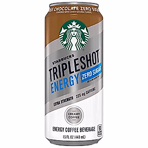 Starbucks Tripleshot Energy Extra Strength Espresso Coffee Beverage, Milk Chocolate, Zero Sugar, 225mg Caffeine, 15oz cans (12 Pack)