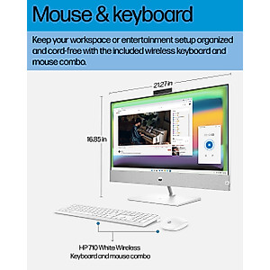 HP Pavilion All-in-One PC, 12th Gen Intel Core i7-12700T, 16 GB RAM, 256 GB SSD, Full HD IPS Touchscreen, Windows 11 Home, 4K Graphics, Wireless Mouse & Keyboard, 5 MP Pop-Up Camera (27-CA1180, 2022)