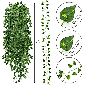 JPSOR 36pcs 259ft Artificial Ivy Garland Fake Vines Leaf Garland Artificial Greenery Garland Fake Hanging Plants for Home Bedroom Wedding Decoration Jungle Theme Party Supplies