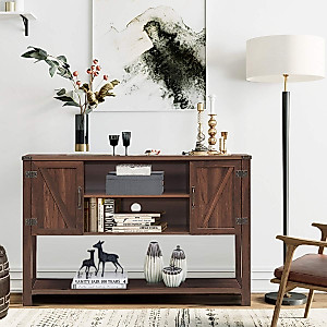 Tangkula TV Stand up to 60 Inches TVs, Modern Entertainment Center Stand with 2 Side Door Cabinets, Ample Storage Space, Multi-Functional Stand for Living Room Home Office Decor, TV Console (Brown)