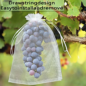 ANSLEY SHOP 50PCS 8x12 Inches Organza Gift Bags with Drawstring Gift Packaging Big Bags (White)