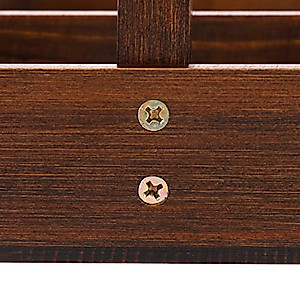 Entryway Hanging Key Holder with 5 Hooks for Desk Tabletop,Solid Wood Jewelry Storage Tray,Home Decorative Key Rack Organizer,L11.8''*W5.9''*H9.8’’, Black Walnut