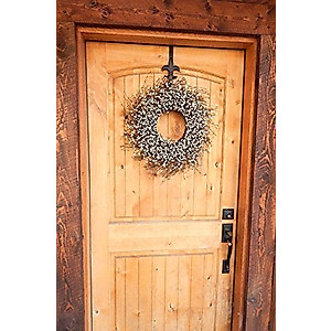 WildRidge Design, Year Round 21" White Berry Twig Wreath, Fall Farmhouse Home Decor, Bohemian Rustic Twig Wreath for Front Doors, Front Porch Holiday Decor, White Christmas Home Decor