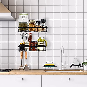 FouCortty Shower Caddy Basket Shelf Organizer with Soap Dishes,Bathroom Storage Rack,Adhesive No Drilling Wall Mounted Shower Kitchen Storage Accessories, SUS304 Stainless Steel - 4 Pack (Black)