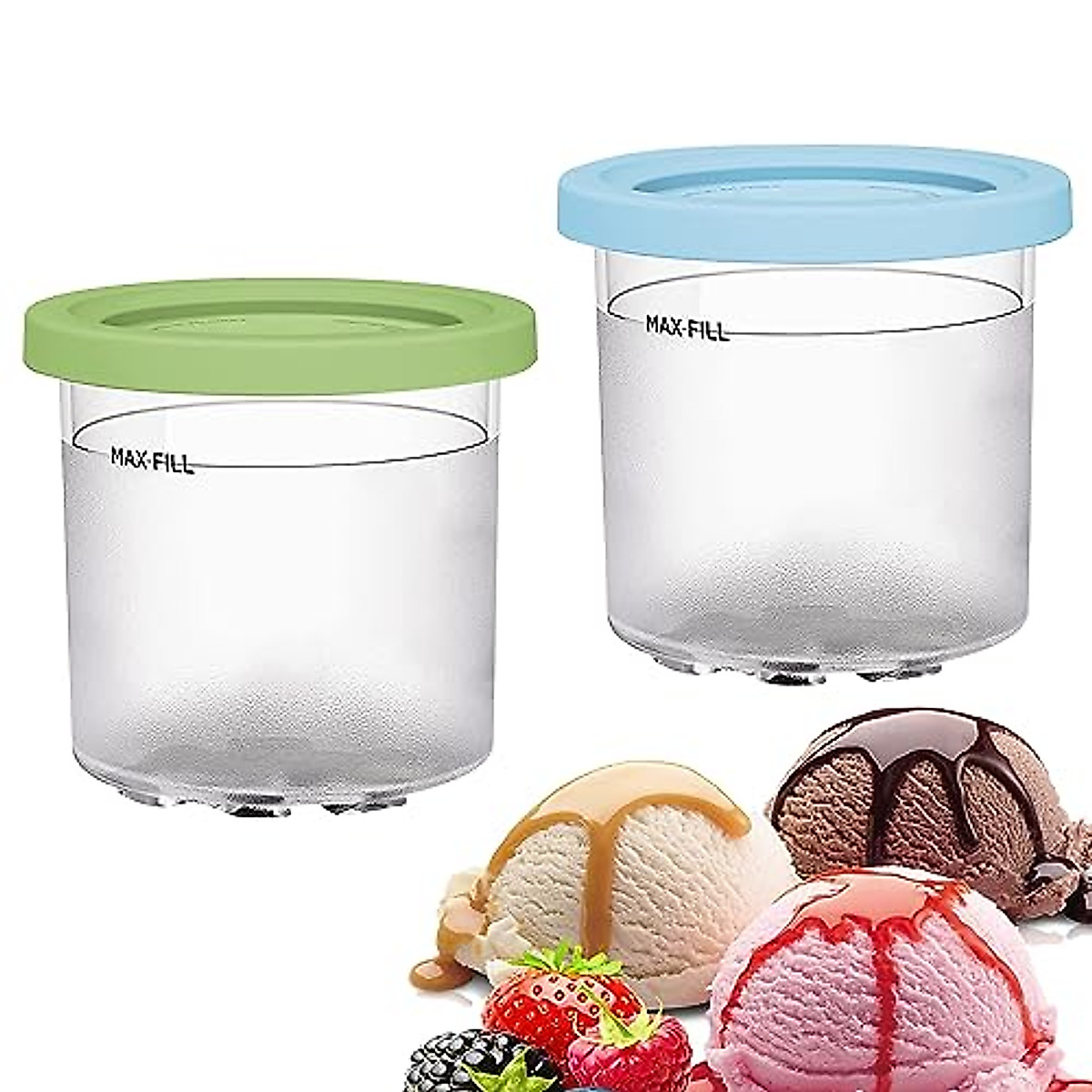 OYUPSX Creami Ninjia, Ice Cream Containers, Replacement Pints and Lids for Ninja Creami, Compatible with NC299AMZ & NC300s Series Ice Cream Maker. BPA Free, Safe Leak Proof, Dishwasher Safe (2 pcs)