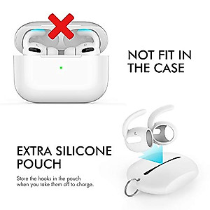 AhaStyle 3 Pairs AirPods Pro Ear Hooks Covers [Added Storage Pouch] Anti-Slip Ear Covers Accessories Compatible with Apple AirPods Pro (White)