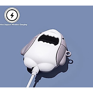 Huayou Cute Cartoon Case for New AirPods 3rd Generation 2021,Kawaii Funny Aesthetic Animal Style Design with Keychain,Protective Silicone AirPod Case Cover for Women Girls Boys Men Kids (Shark)
