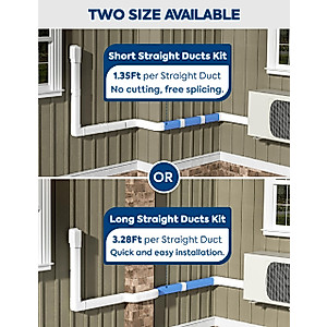 Nouscan 3" 12.5Ft Mini Split Line Set Cover with Flexible Duct, Upgrade PP Decorative Paintable Lineset Cover Kit, 39.37" per Straight Duct, for Minisplit, Air Conditioner, Central AC, HAVC