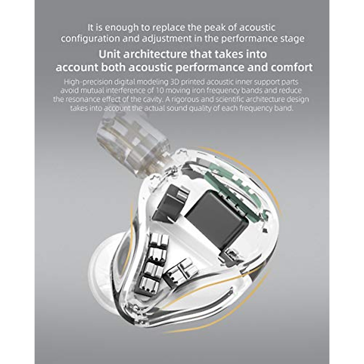 KZ ASX in-Ear Monitors, 10 Balanced Armatures Units per Side Customized HiFi IEM Wired Earphones/Earbuds/Headphones with Detachable Cable 2Pin for Musician Audiophile (Without Mic, White)