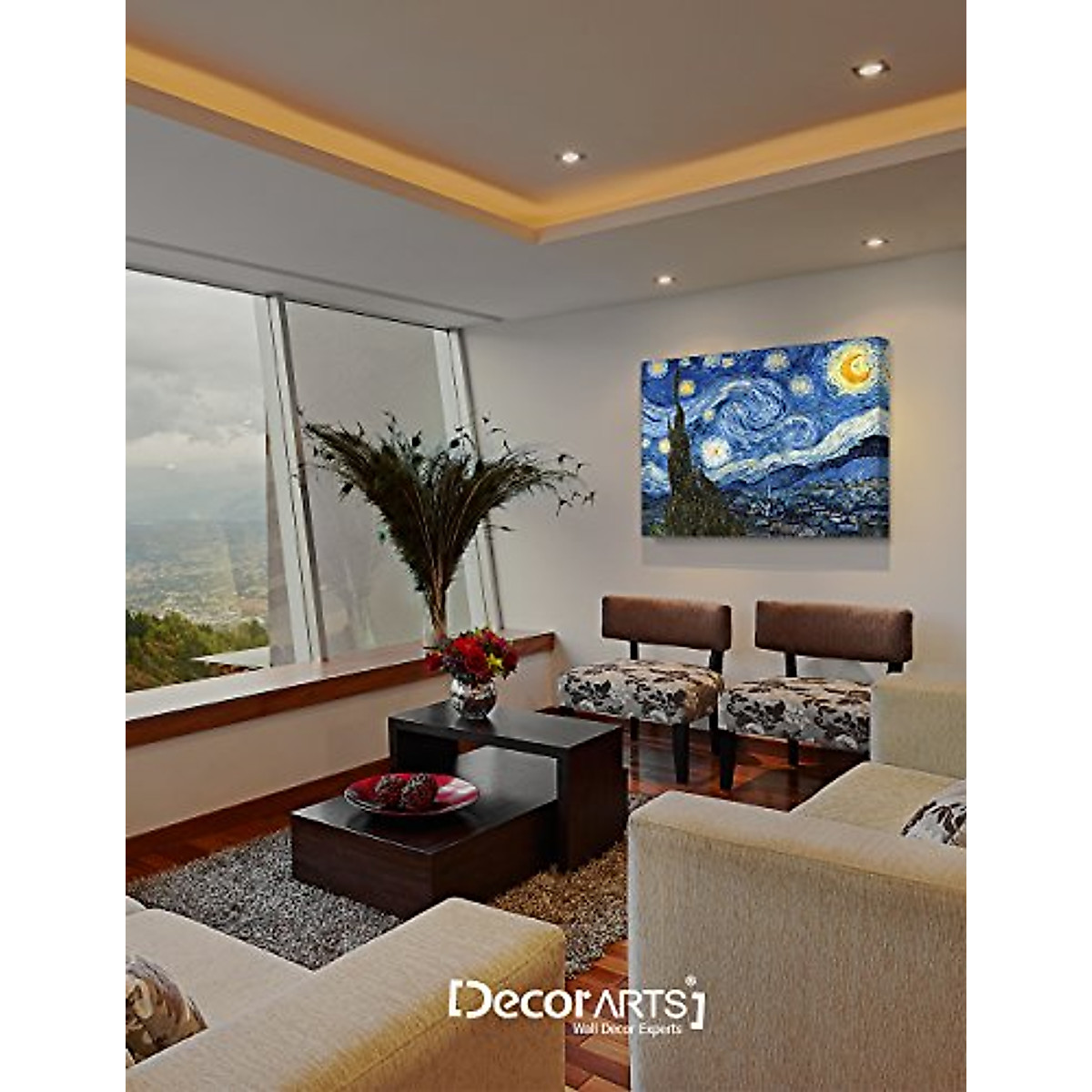 DECORARTS - Starry Night - Vincent Van Gogh Reproductions. Giclee Canvas Print Wall Art for Home Wall Decor. 30x24x1.5 in