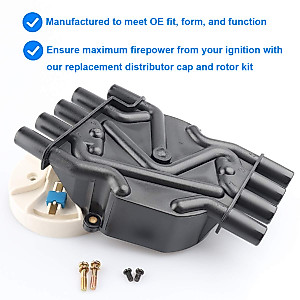 Ignition Distributor Cap and Rotor Kit, Replace D329A 10452459 Compatible with Chevy GMC 5.0 5.7 Vortec 305 350 454-1996-1999 C1500 K1500 Suburban C2500 K2500 Suburban, 1996-2000 Tahoe Yukon, More