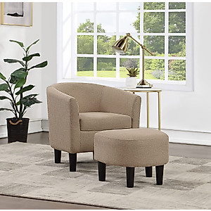 Convenience Concepts Take a Seat Churchill Accent Chair with Ottoman, Tan Fabric