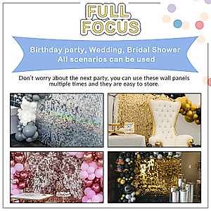 Champagne (Light Gold) Shimmer Wall Backdrop Panel - Birthday, Anniversary, Wedding Decorations, Engagement & Bridal Shower Party Decor | Glitter Bling Photo Backdrops Sheets （30 pcs (5×6 FT）