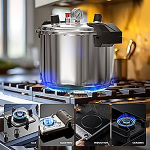 Wantjoin Pressure Cooker, Commercial Aluminum canner Pressure Cooker, Silver,16 Quart (15L)