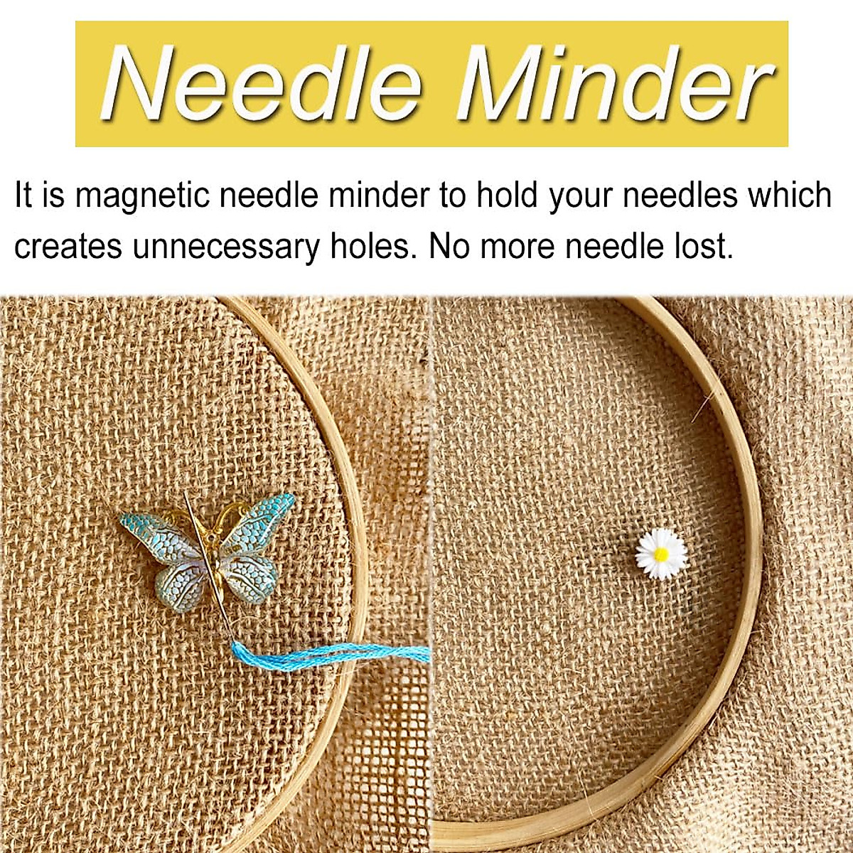 ZDDPDJ Butterfly Needle Case Magnetic Sewing Storage Tin Box and Butterfly Needle Minder for Embroidery Cross Stitch Needlepoint Art Accessories (Blue)