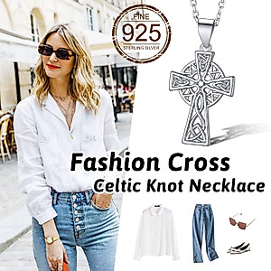 FaithHeart Cross Celtic Knot Necklace Sterling Silver Vintage Irish Jewelry Women Celtic Pendant Amulet Charms with Brand Packaging