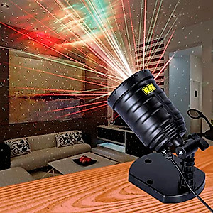 Wisely Christmas Projector Laser Lights, Led Waterproof Christmas Laser Lights Landscape Spotlight Red and Green Star Show Decorative for Bedroom Outdoor Garden Patio Wall Holiday Party