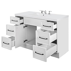 Cutler Kitchen and Bath Manhattan 48" Wood/Marble Bathroom Vanity - White