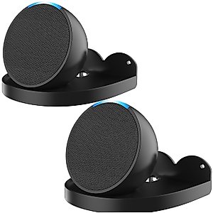 Compatible with Amazon Echo Pop Holder Echo Pop Stand Mount Echo Pop Wall Mount with Integrated Cable Management, No Screws Required, Speaker Accessories Rack (Echo Pop, Black, JT01) 2 Pieces
