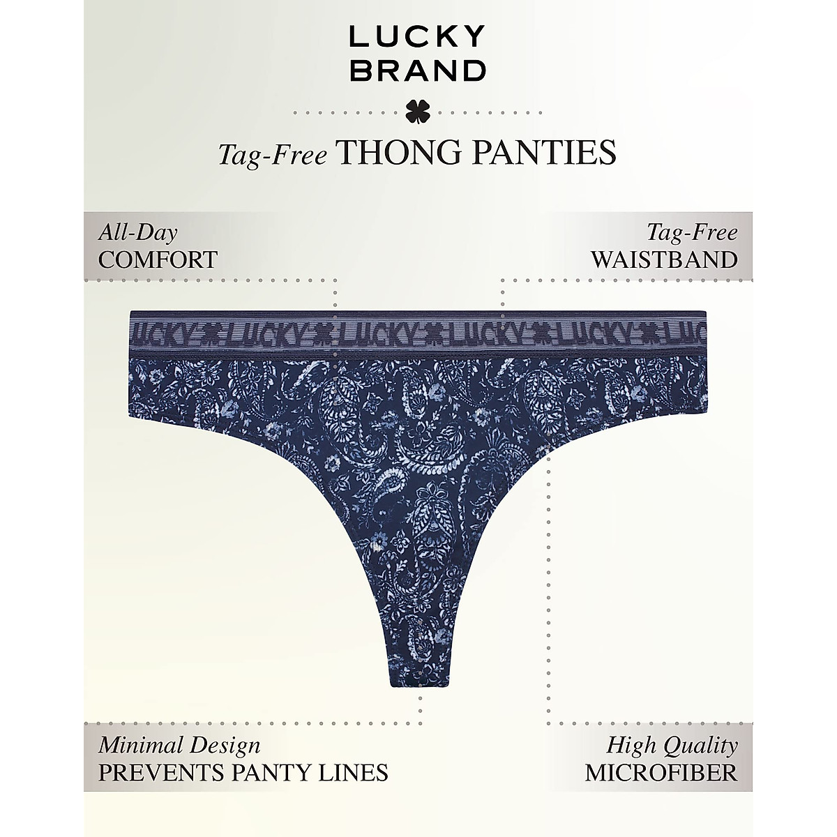 Lucky Brand Women's Underwear - 10 Pack Microfiber Thong Panties (S-XL), Size Large, Blue Iris/Gardenia/Silver Sconce/Blue/Multi