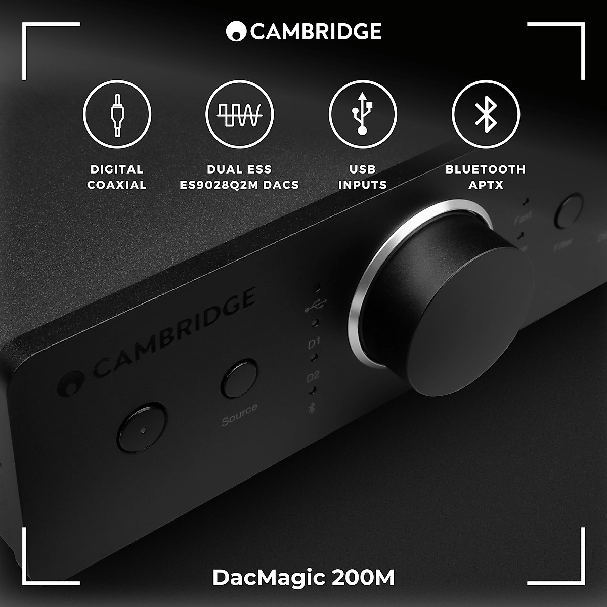 Cambridge Audio DacMagic 200M - MQA HiFi DAC and Headphone Amplifier with Bluetooth - PC/MAC Support with USB Connection - Handle Digital Files up to 24/768 or DSD512 - Special Edition Black