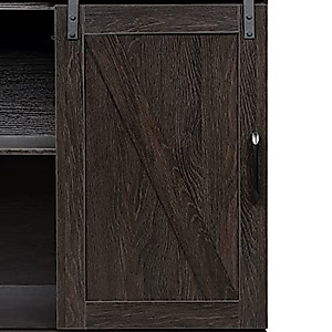 Finnhomy Farmhouse Sideboard Buffet Cabinet with Sliding Barn Door, Kitchen Storage Cabinet, Coffee Bar Cabinet, Accent Cabinet, 31.5X 15.75 x 34.65Inch, Dark Gray