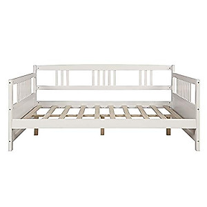 Harper & Bright Designs Full Daybed Frame, Solid Wood Daybed Frame,No Box Spring Needed, White Daybed