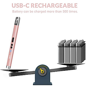 IUIRE Electric Candle Lighter USB C Plasma Arc Lighter Rechargeable Windproof Flameless (1 Pack - Rosegold)