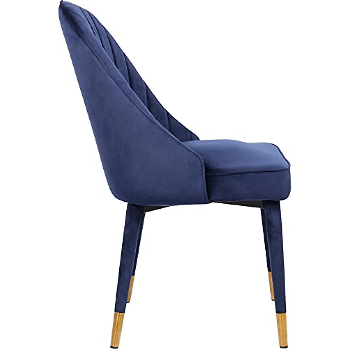 Meridian Furniture Belle Collection Velvet Upholstered Dining Chair with Curved Channel Tufted Back, 20.5" W x 21.5" D x 36" H, Navy