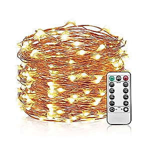 Mikasol Fairy String Lights, 1 Packs Led Fairy Lights Battery Operated Waterproof Copper Wire with Remote Control Fairy Lights for Bedroom. Firefly Lights Christmas Lights 8 Modes (16.4 ft/Warm White)