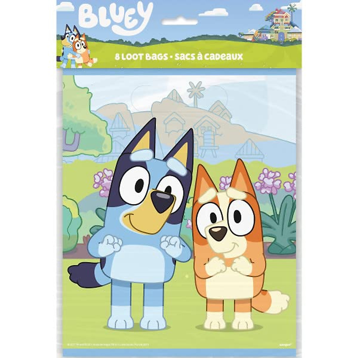 Esave Bluey Birthday Party Supplies Favor Bundle Pack includes 8 Plastic Loot Bags, 8 Bluey Sticker Sheets with 184 Stickers and 1 Dinosaur Sticker Sheet