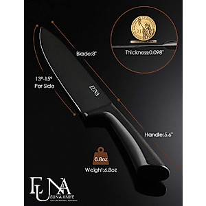 EUNA kitchen knife 8 inches Integrated with sheath & gift box Chef's knife Durable, ultra-sharp cutlery knife with ergonomic handle for culinary cutting. Cutting meat vegetables