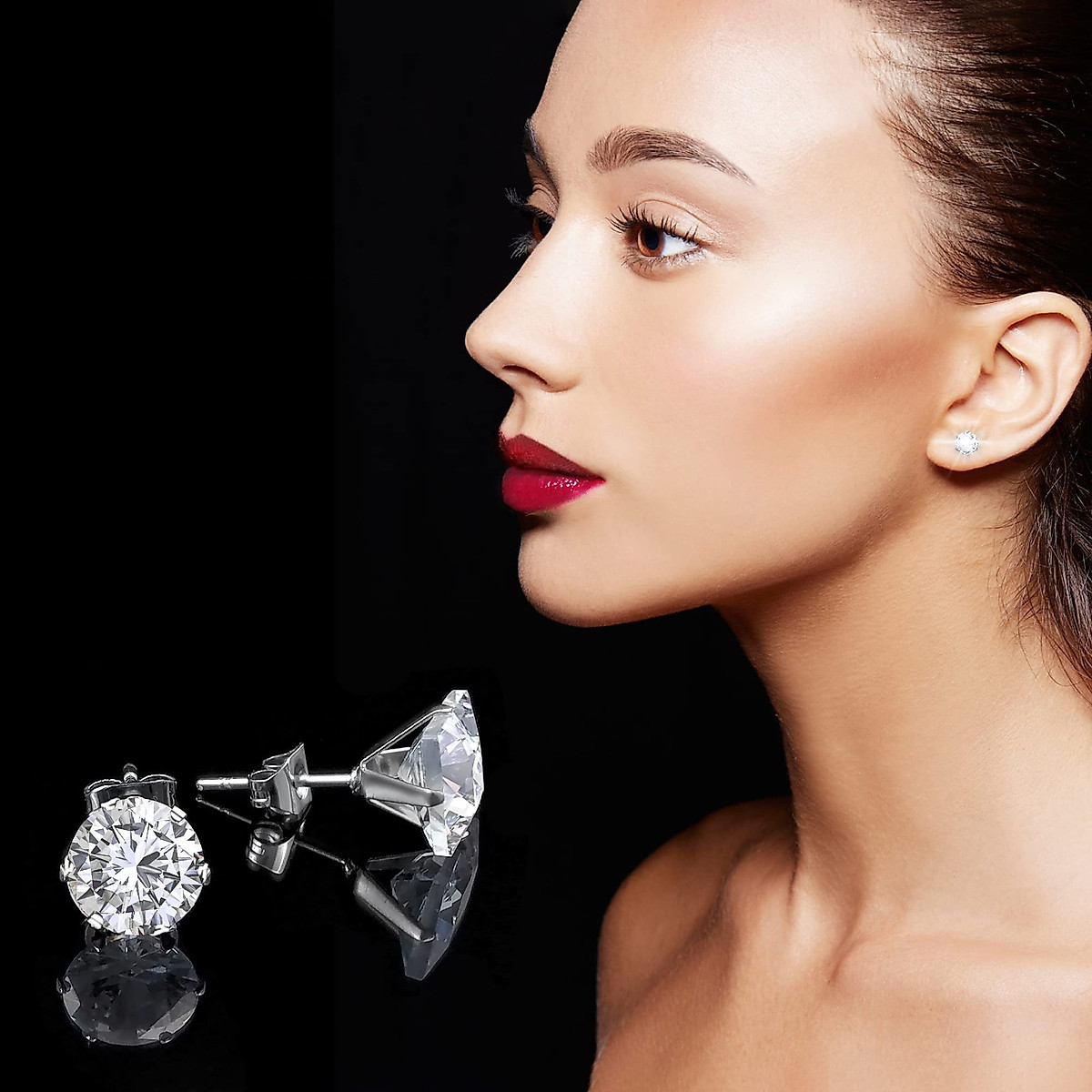 Stud Earrings Set LUCKYPADS 12 Pairs Stud Earrings for Women Hypoallergenic Stainless Steel Stud Earrings Pack Men Earrings Stud with Cubic Zirconia