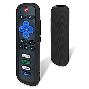 Protective Cover for Roku Remote - Environmentally Friendly Silicone Material, Drop-Proof, Dust-Proof, Washable, Compatible with Most Models of Roku Voice Remote Skin, Roku TV Remote Case (Black)