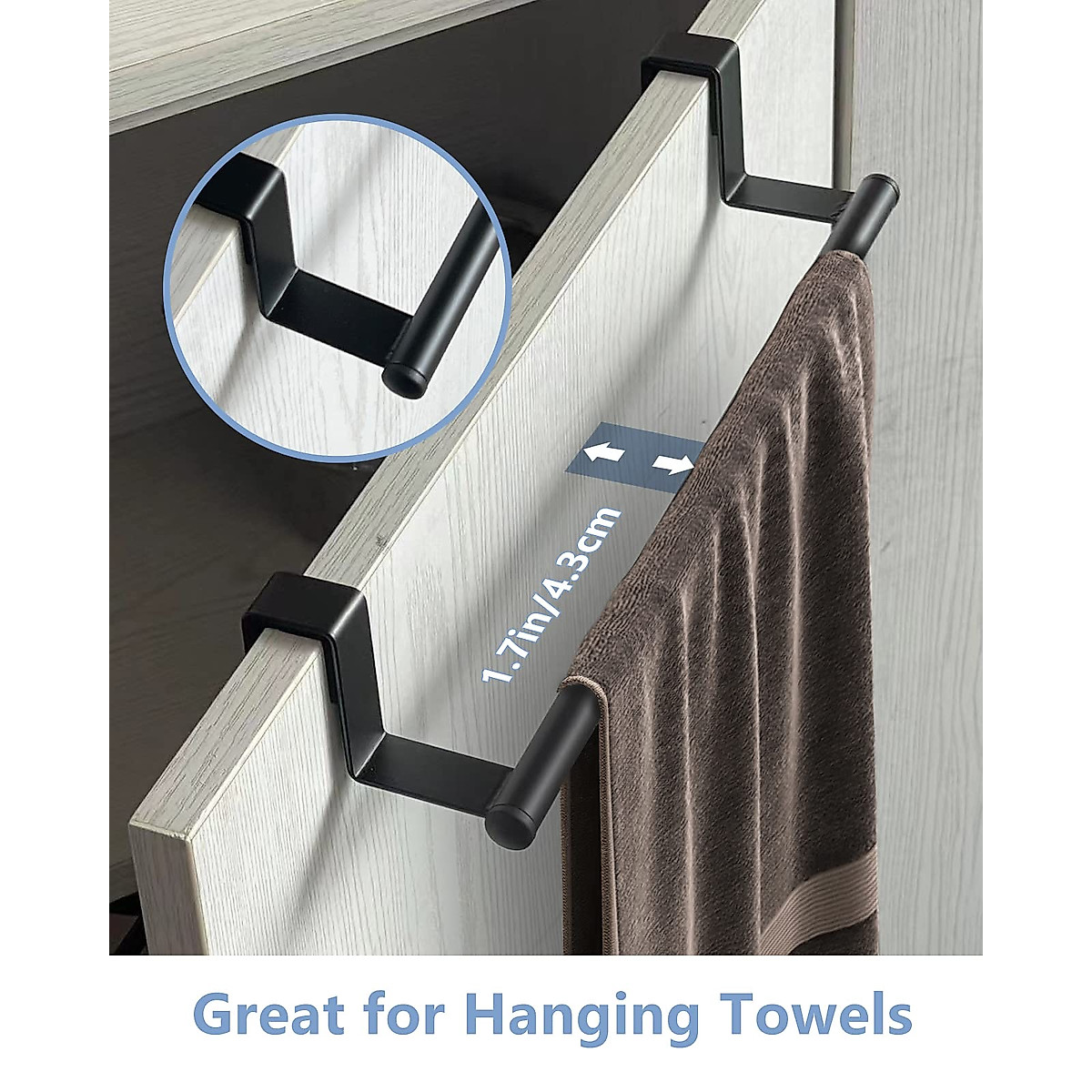 JSVER Over Cabinet Organizer Kitchen Cabinet Organizer, Cabinet Door Organizer with Towel Holder for Cutting Board, Aluminum Foil, Baking Sheet, Plastic Wrap