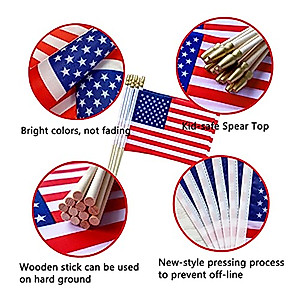 TSMD US American Stick Flags Small Mini USA Hand Held Flags,July 4th Decoration,Veteran Party,Memorial Day,5x8 Inch,12 Pack