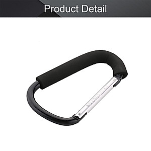 MroMax Pack of 1 Grocery Bag Holder Handle Carrier Tool Grip Your Tote，Handy Stroller Hooks, Multi Purpose Hooks, Pushchair Shopping Bag Hook Carabiner 6.3"*3.94" Maximum Load 6.61 lb (Black)
